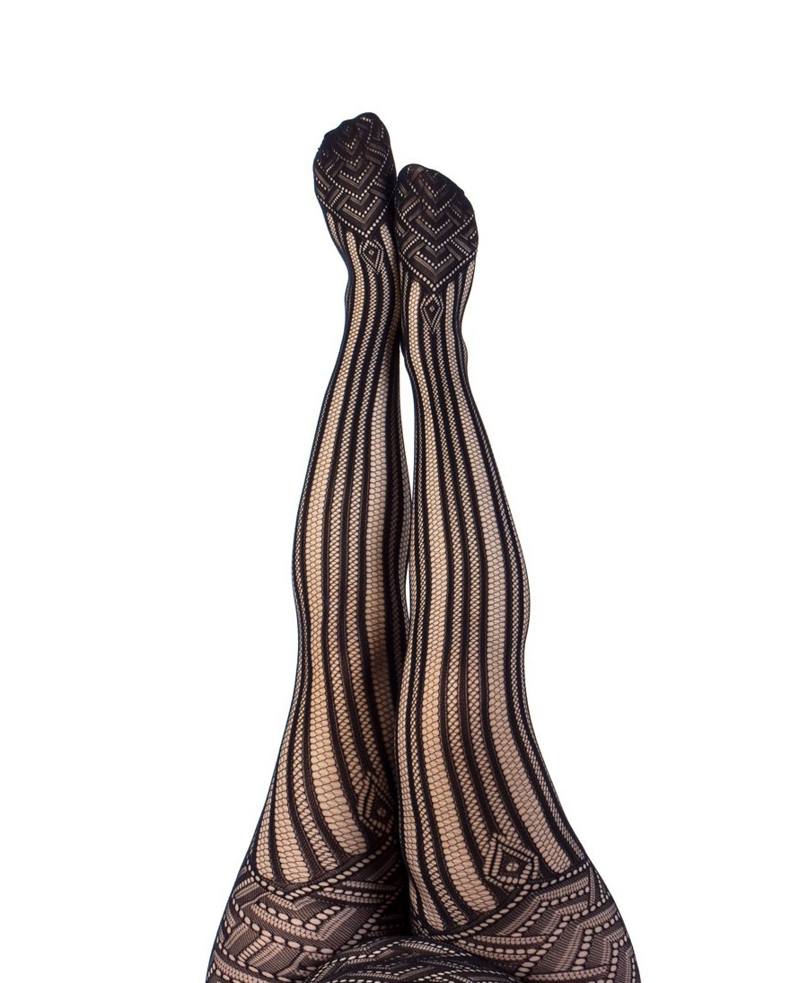 Collant a Rete Lines & Chevron - Nero | Leela Lab