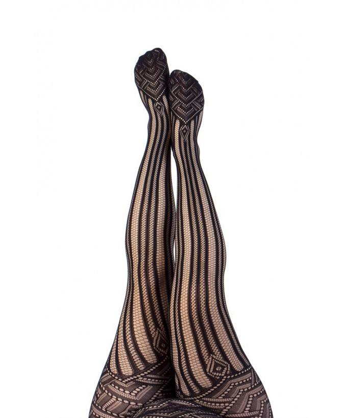 Collant a Rete Lines & Chevron - Nero | Leela Lab